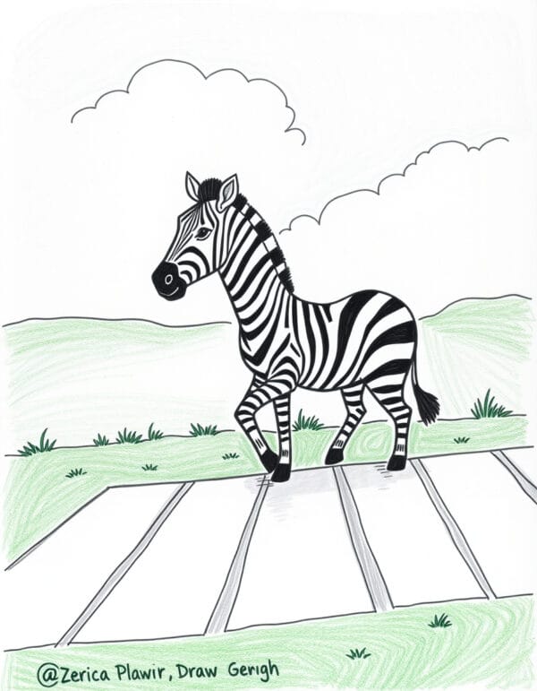 How to draw Zebra Crossing : Easy 7 Step by step to drawing Zebra ...