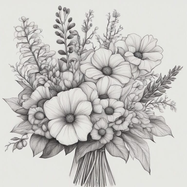 How to Draw a Bouquet of Flowers Blossoming Beauty: A Step-by-Step ...