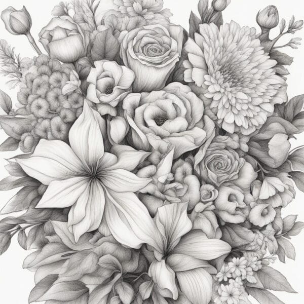 How to Draw a Bouquet of Flowers Blossoming Beauty: A Step-by-Step ...