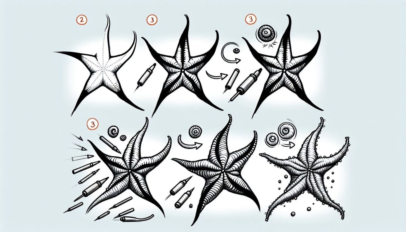 How to draw Brittle Star - Trying drawing