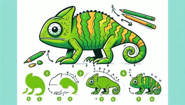 How to draw Chameleon - Trying drawing