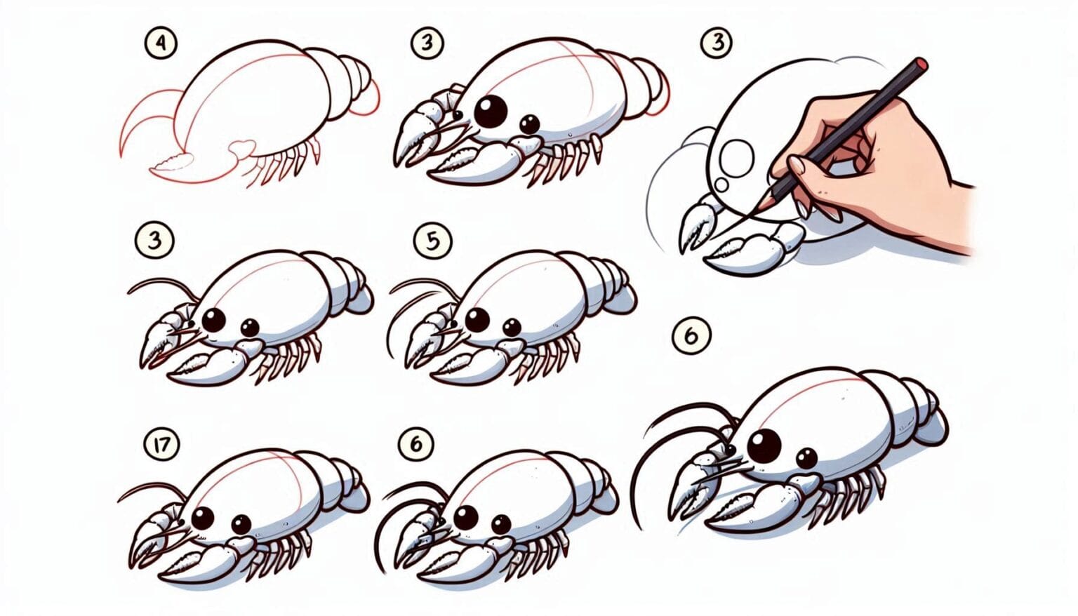How to draw Crawfish - Trying drawing