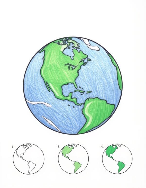 How to draw Earth: 7 Easy Step-by-step guide to Earth drawing - Trying ...