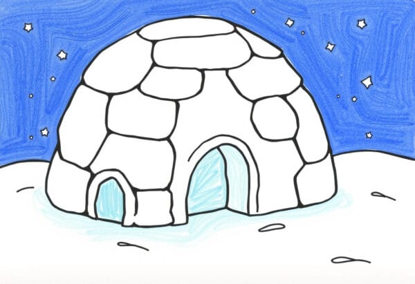 How to draw an Igloo : 7 Easy Step-by-Step Guide to igloo drawing ...