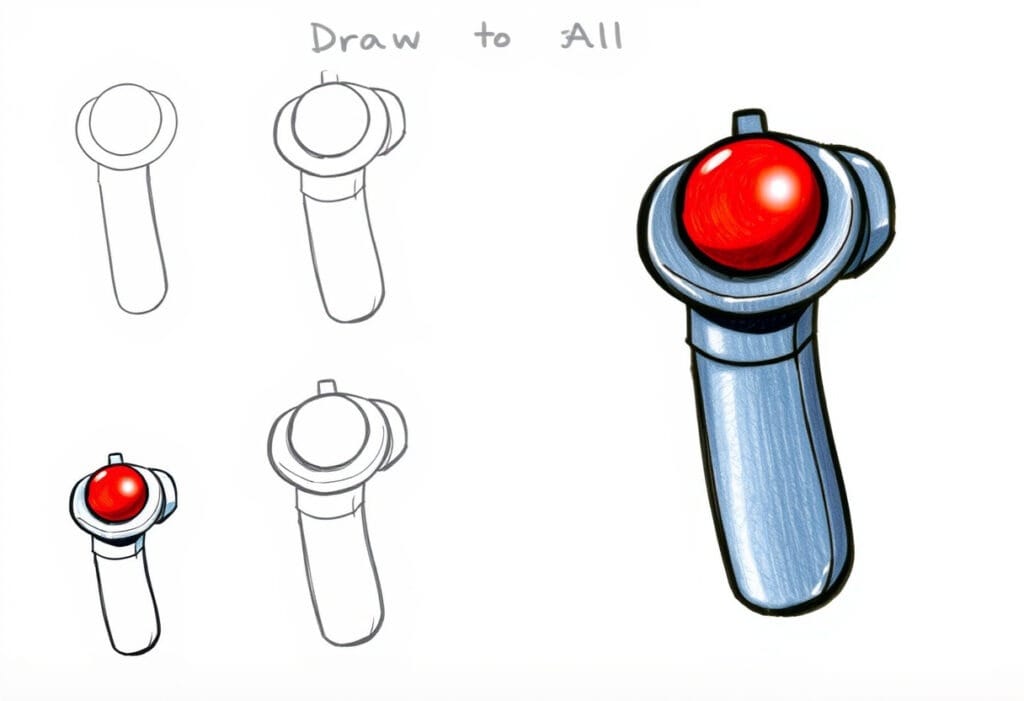 How to draw Joystick: 7 Easy Step-by-Step Guide to Joystick Drawing ...