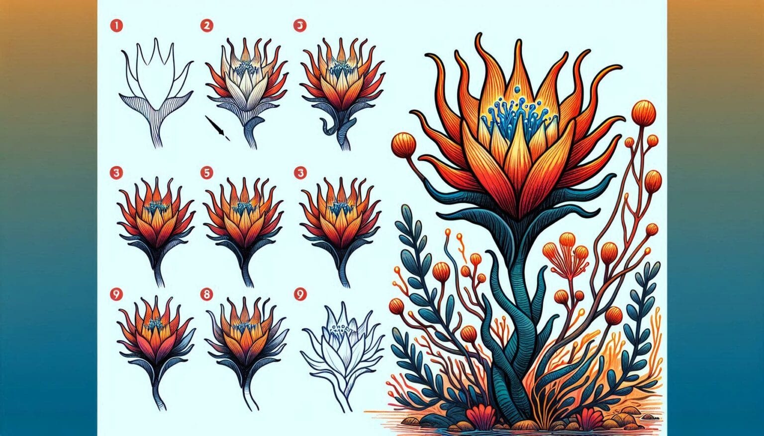 How to draw Sea Lily - Trying drawing