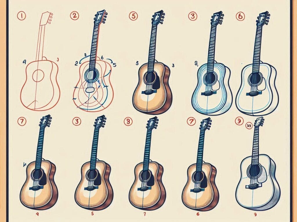 How to draw guitars - Trying drawing