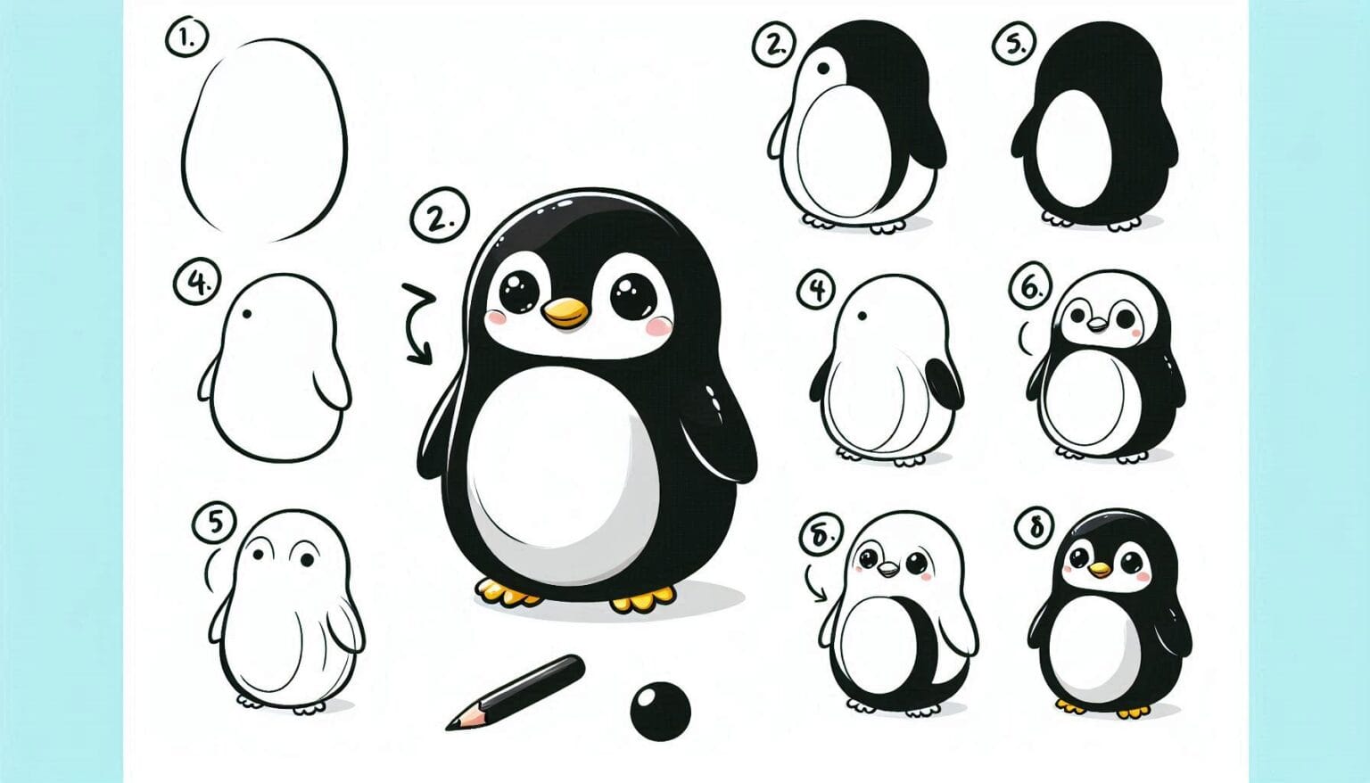 How to draw penguin - Trying drawing