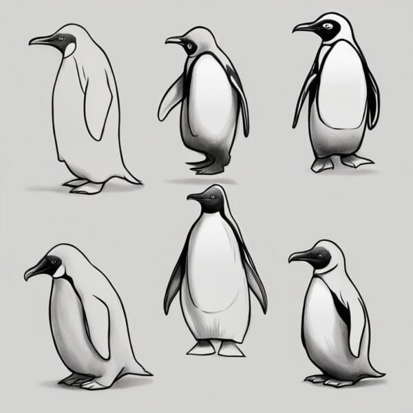 How to draw penguin - Trying drawing