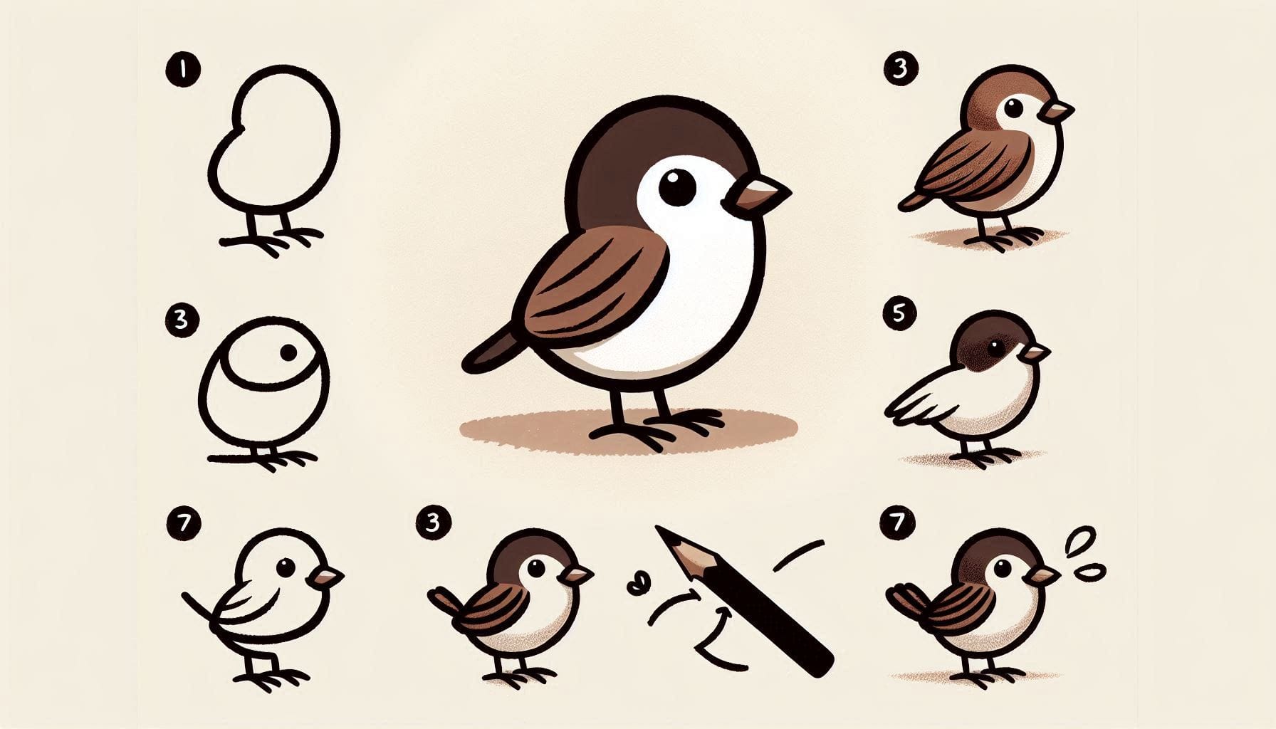 How to Draw Sparrow: 9 Easy Step-by-Step Guide to Sparrow Drawing ...