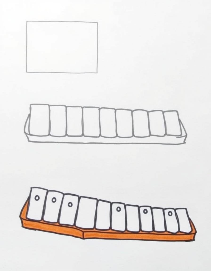 How to draw a xylophone: An 3 Easy Step-by-Step Guide to xylophone ...